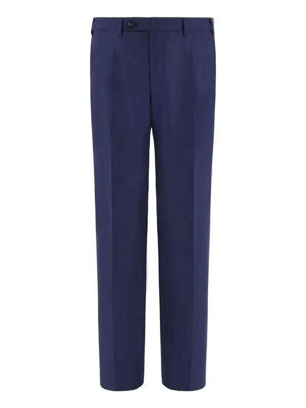 Canali Pure Wool Pleated Trousers - Blue