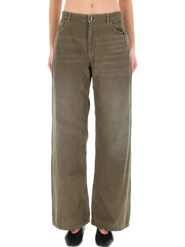 AMISH Wide Leg Velvet Trousers - Grey
