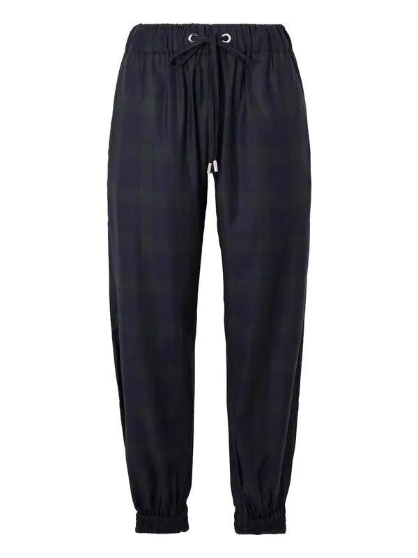 Sasuphi Vale Checked Wool Sweatpants - Blue