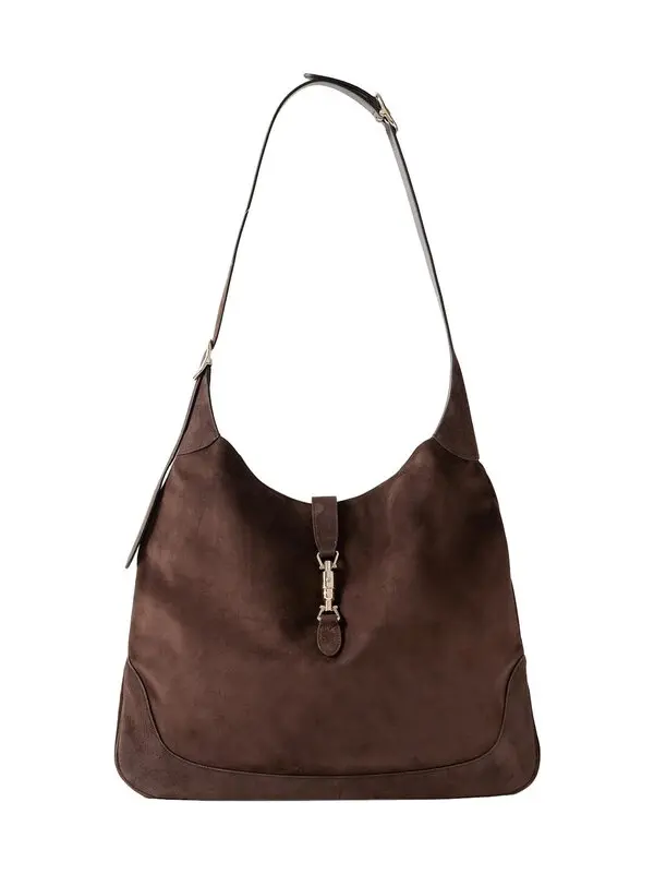 Gucci Jackie Giorno Leather-trimmed Suede Tote Bag - Brown