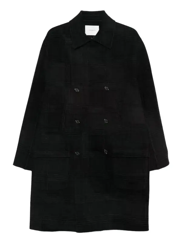 PAOLO PECORA Checked Double-breasted Coat - Black