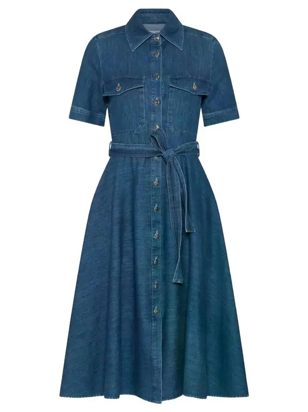 Marella Fagotto Buttoned Belted Midi Dress - Blue