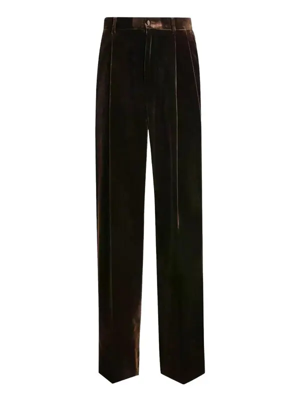 Dolce & Gabbana Pleated Velvet Trousers - Brown