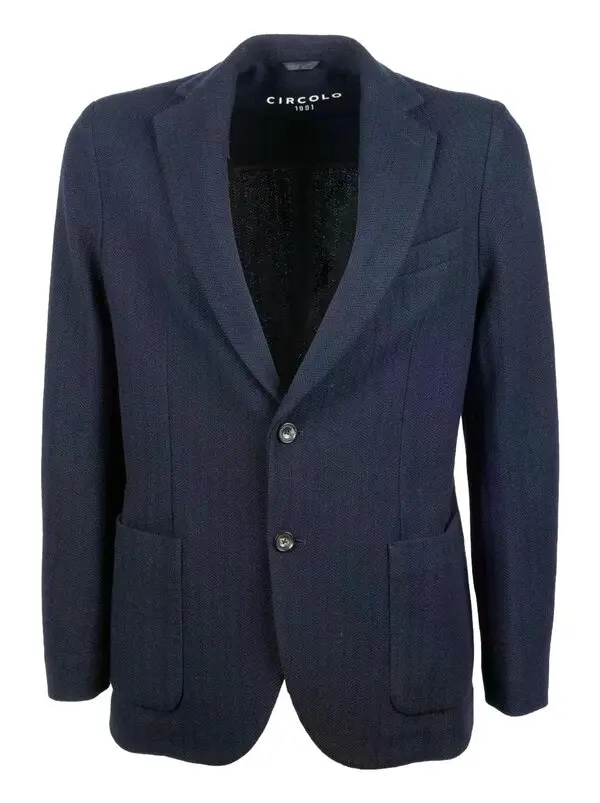 CIRCOLO 1901 Herringbone Single-breasted Blazer - Blue