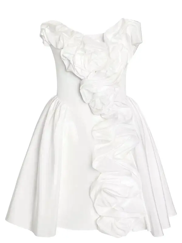 POST MERIDIEM Corset Ruffled Mini Dress - White