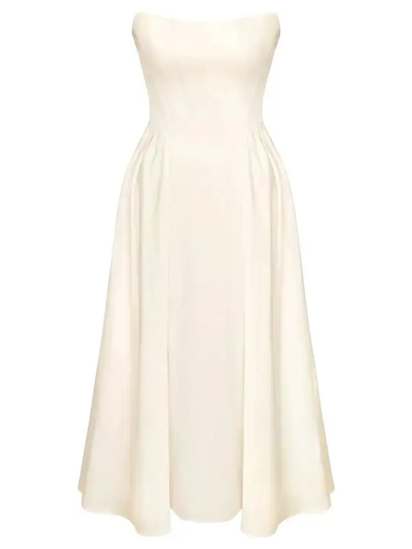 POST MERIDIEM Corset-bodice Midi Dress - Neutrals