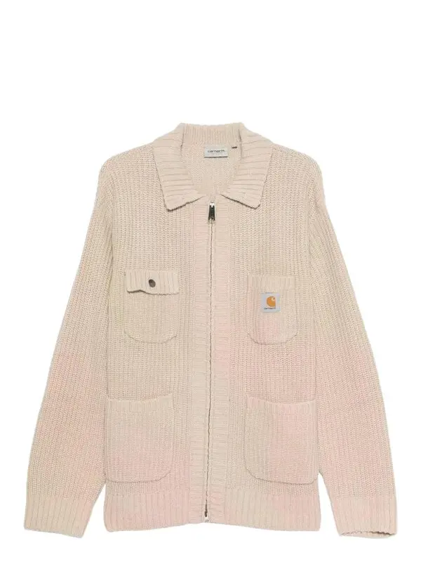 Carhartt Work In Progress Logo Patch Zip Chore Cardigan - Neutrals