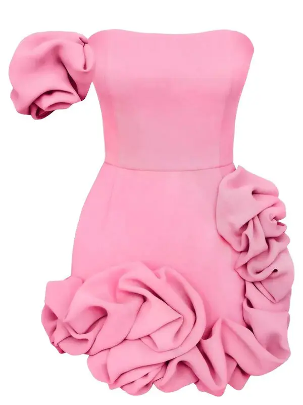 POST MERIDIEM One-shoulder Ruffled Mini Dress - Pink