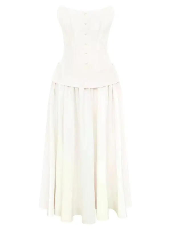 POST MERIDIEM Serment Buttoned Corset Maxi Dress - White