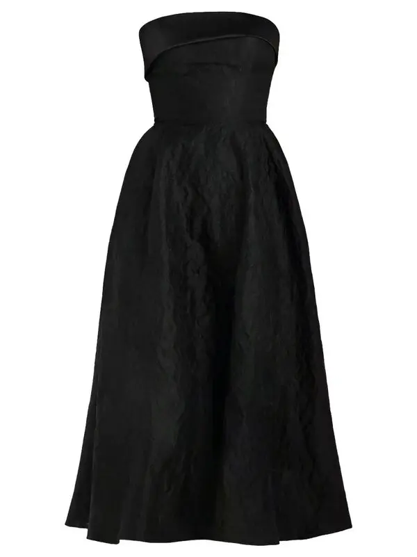POST MERIDIEM Jacquard Strapless Midi Dress - Black