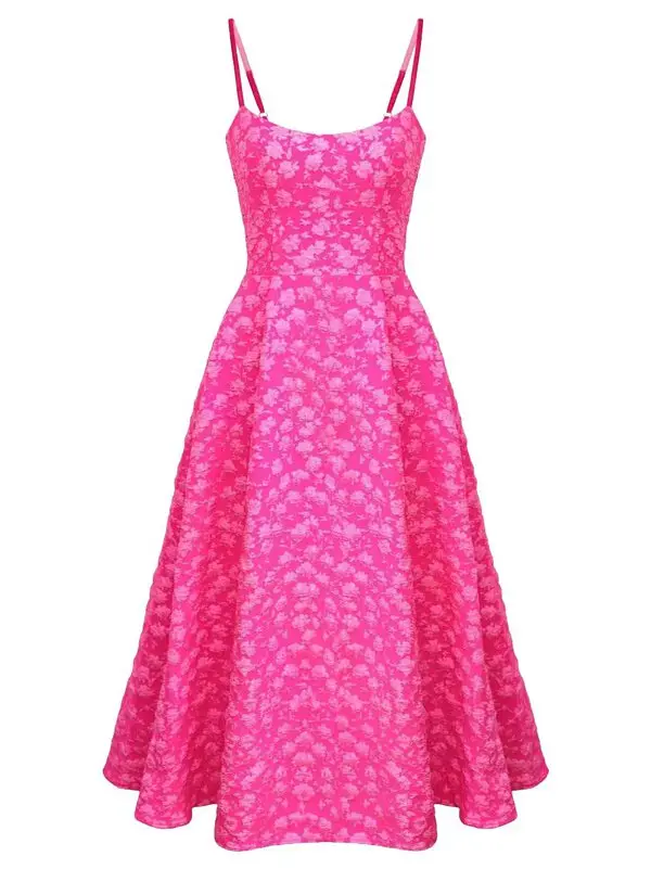 POST MERIDIEM Jacquard Corset Midi Dress - Pink
