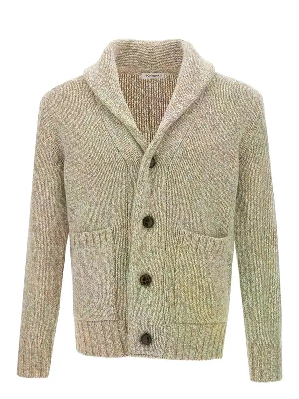 KANGRA Textured Weave Shawl-collar Cardigan - Neutrals