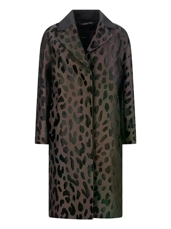 Max Mara Animal Print Long-sleeved Coat - Brown
