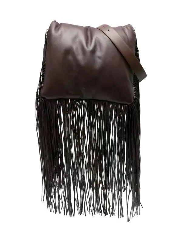 Sportmax Fringed Nappa Leather Clutch - Brown