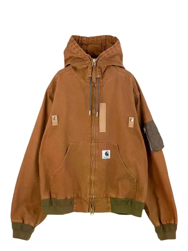 Carhartt Work In Progress Logo-patch Hooded Jacket - Brown