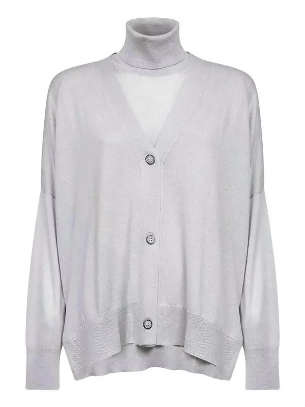 BLANCA VITA Fine-knit Cardigan And Jumper Set - Grey