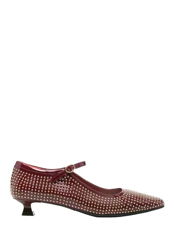 MARC ELLIS Studded Mary-jane Kitten Heel Pumps - Red
