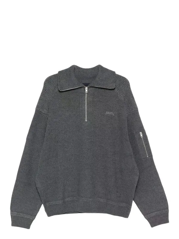 JUUN.J Ribbed Half-zip Sweater - Grey