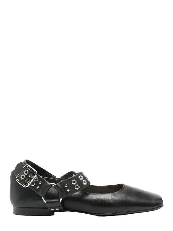 MARC ELLIS Studded Buckle Ballet Flats - Black