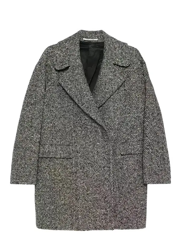 Tagliatore Herringbone Double-breasted Coat - Black