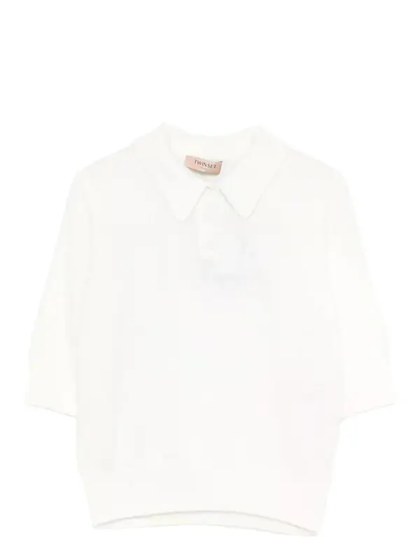 TWINSET Brushed-effect Polo Top - White