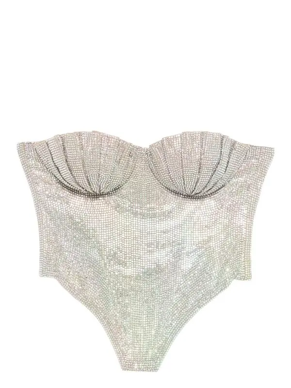 Giuseppe Di Morabito Crystal-embellished Corset Top - Grey