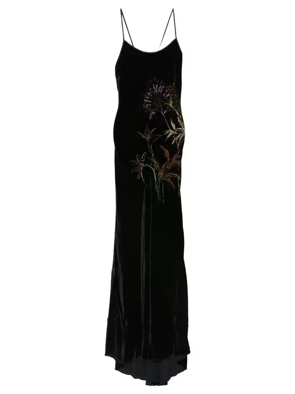 FORTE_FORTE Floral-detail Maxi Dress - Black