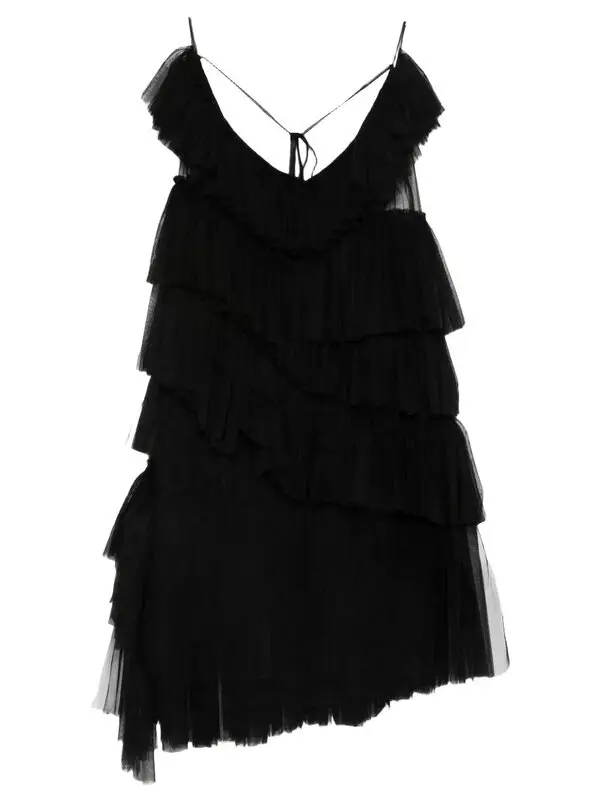 RHIZOME Martha Ruffled-details Midi Dress - Black
