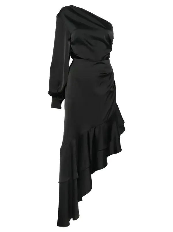 RHIZOME Aruna Ruffle-hem Midi Dress - Black