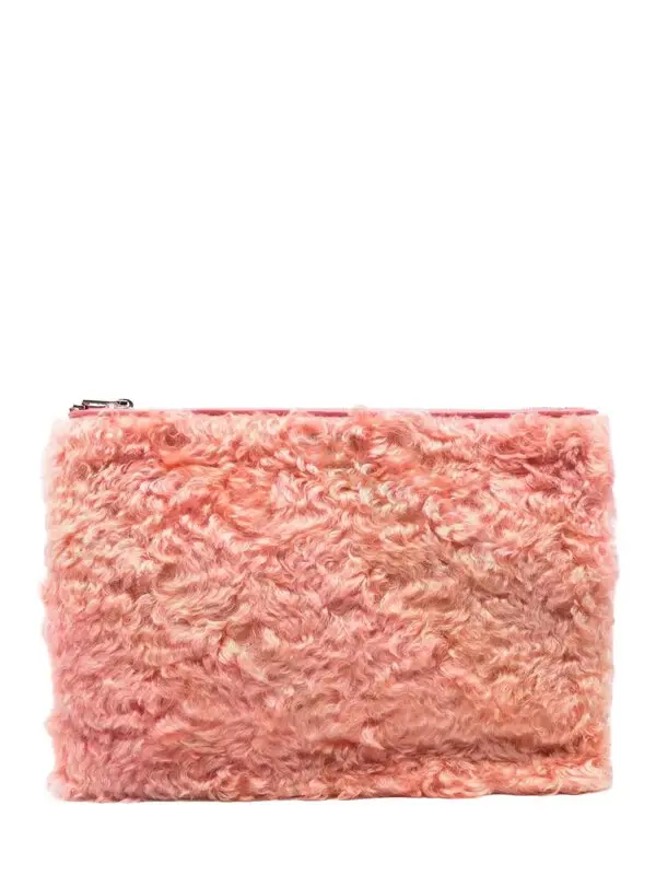 Miu Miu Zip-top Shearling Clutch - Pink