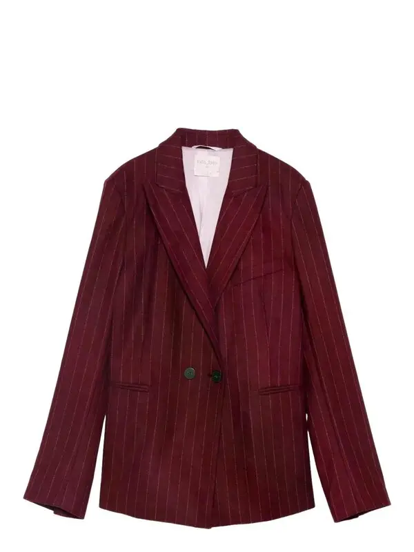 FORTE_FORTE Pinstripe Double-breasted Blazer - Red