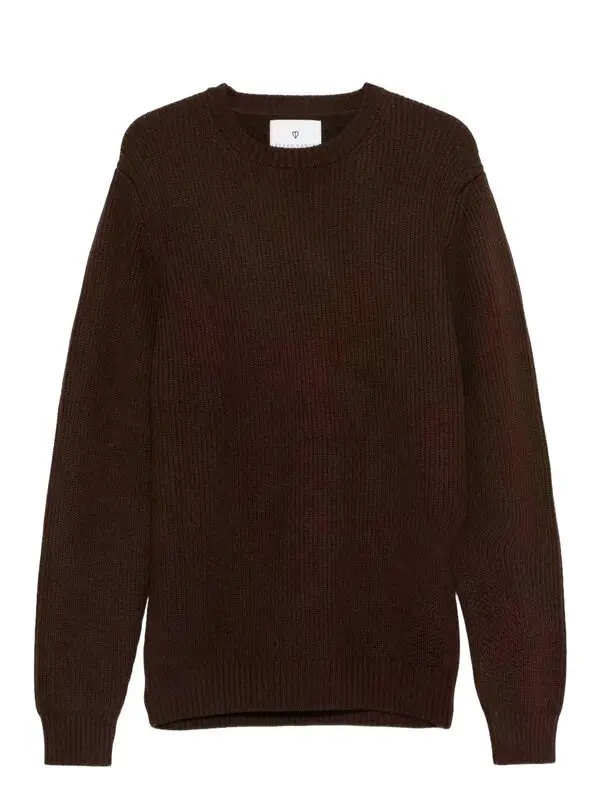 SEVEN GAUGE Crew-neck Ribbed-knit Jumper - Brown