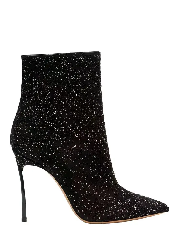 Casadei 100mm Glitter-embellished Pointed-toe Boots - Black