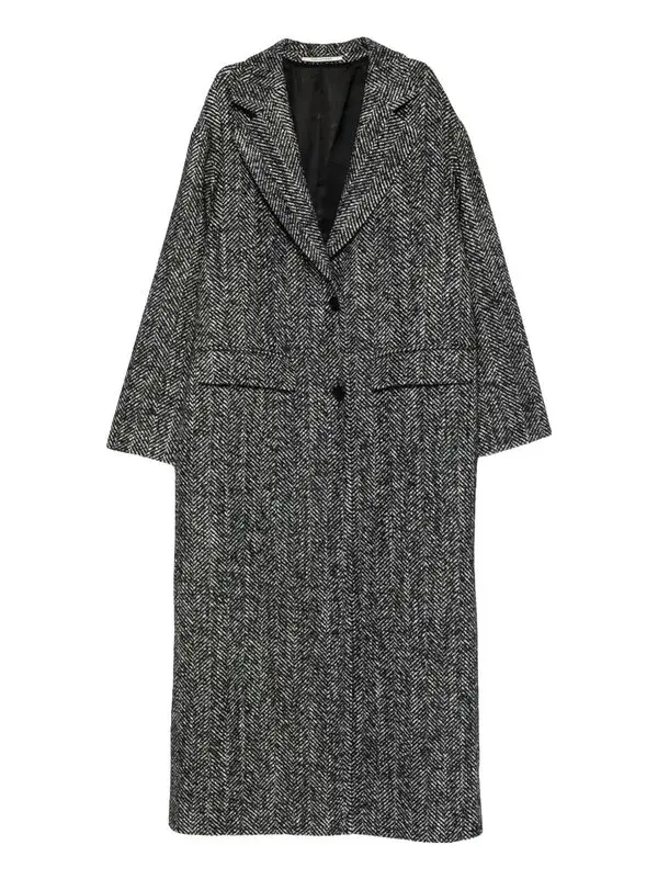 Tagliatore Herringbone Single-breasted Coat - Black