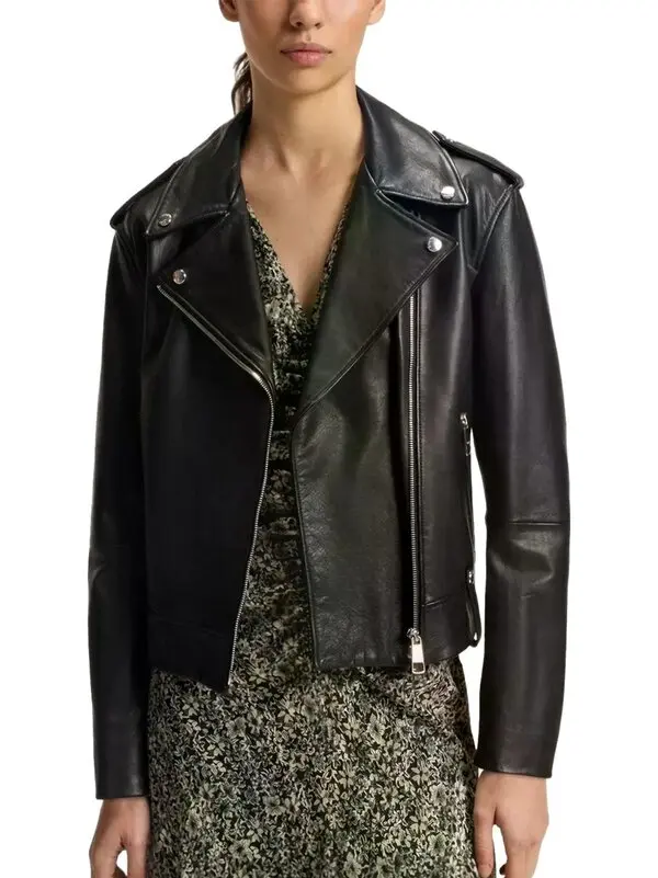 BOSS Leather Biker Jacket - Black