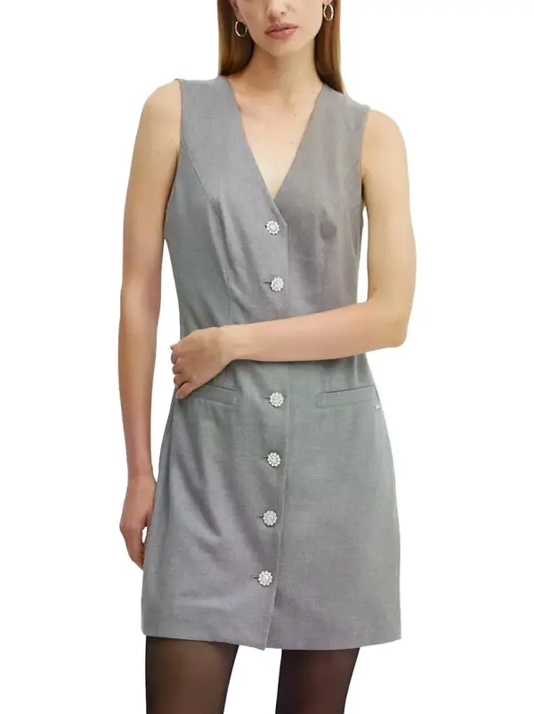 Guess Button Sleeveless Mini Dress - Grey