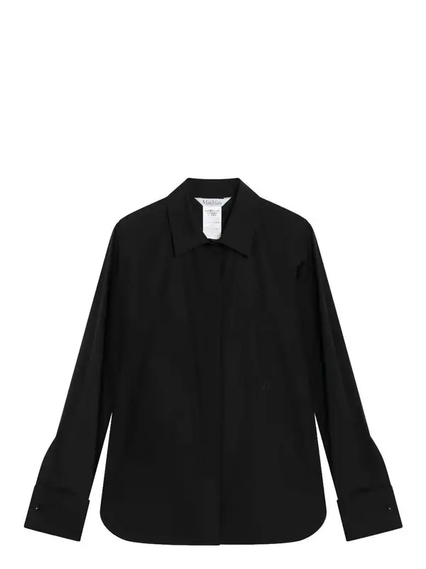 Max Mara Embroidered-logo Long-sleeve Shirt - Black