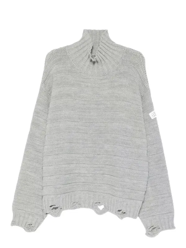 MAISON MARGIELA Turtleneck Frayed Sweater - Grey