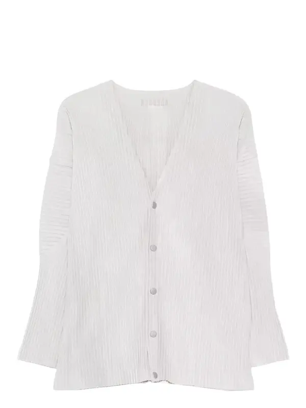 Issey Miyake Pleated Buttoned Cardigan - White