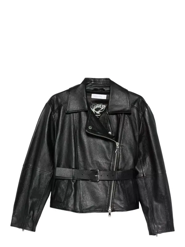 Patrizia Pepe Belted Zip-up Biker Jacket - Black