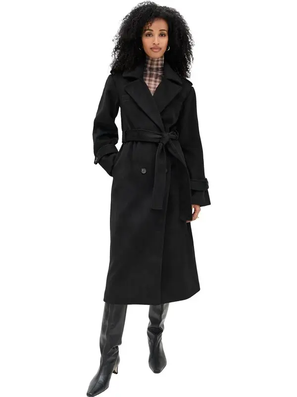 4TH & RECKLESS Anderson Belted Trench Coat - Black