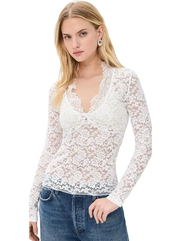 Free People All Day Lace Blouse - Ivory