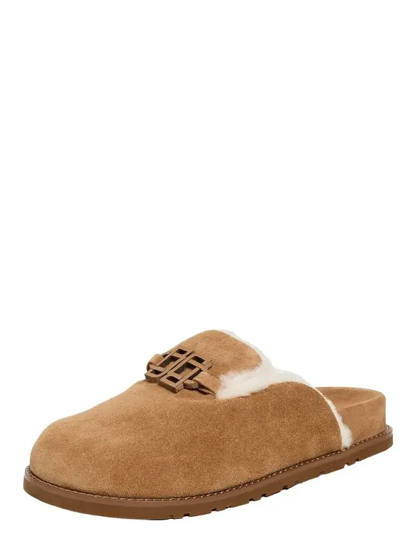 Simkhai Mila Suede Shearling Slippers - Chestnut