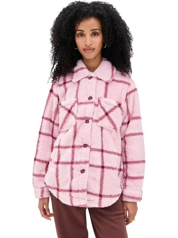 PJ Salvage Checked Fleece Jacket - Baby Pink