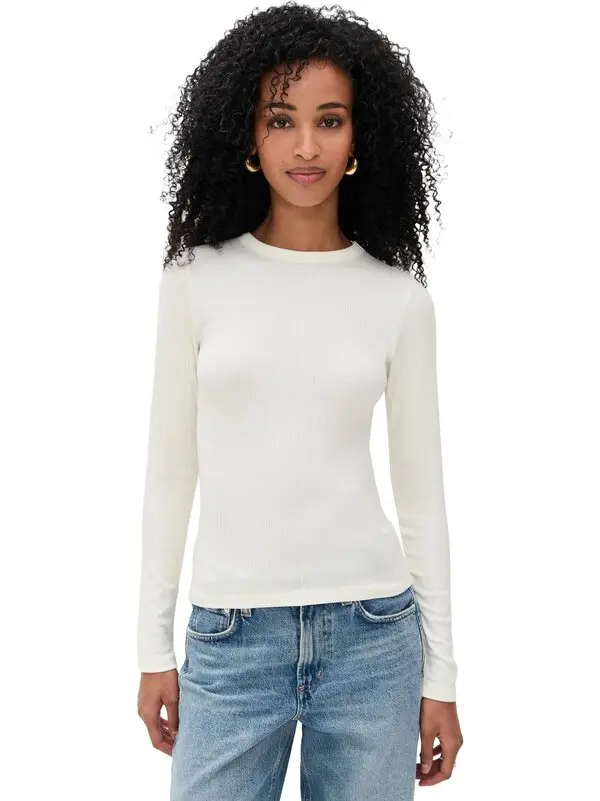 Madewell Drapey Ribbed Long-sleeve Tee - Winter White