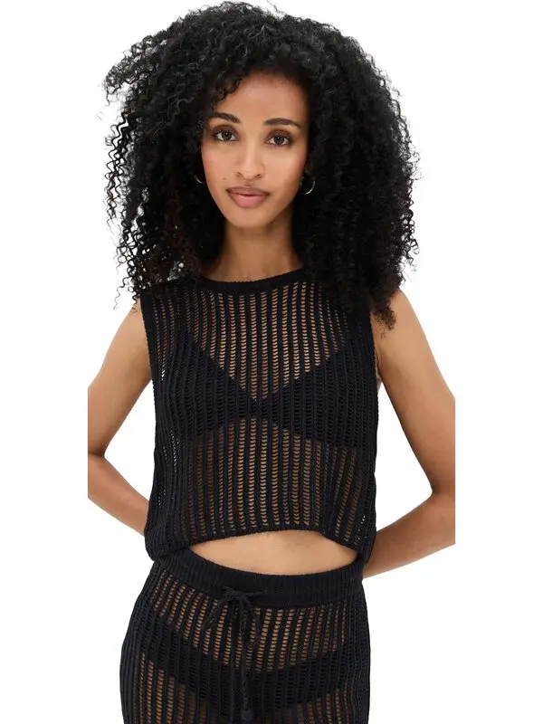 L*Space Crochet Sleeveless Top - Black