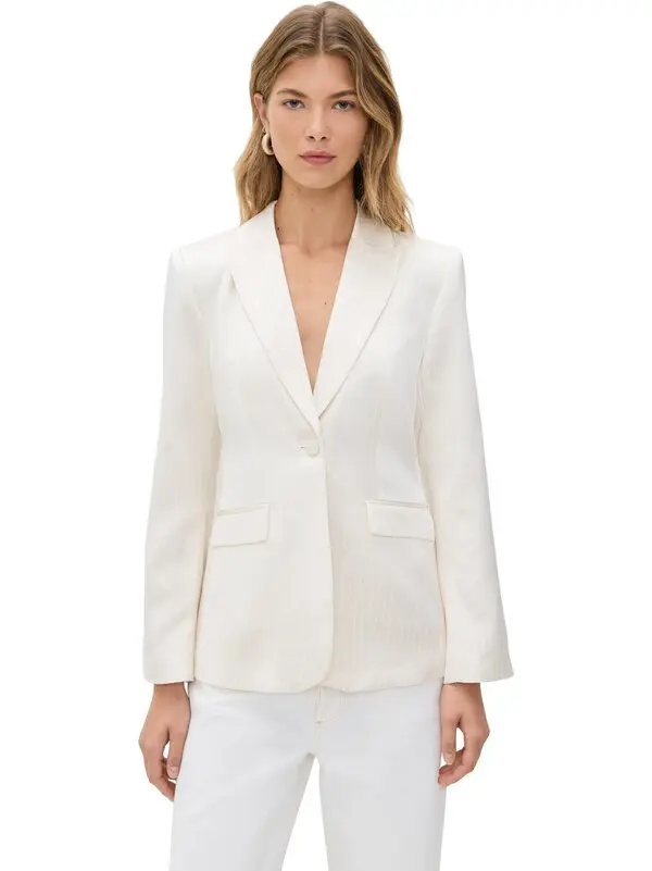 Cinq À Sept Georgia Satin Stripe Cheyenne Blazer - Ivory