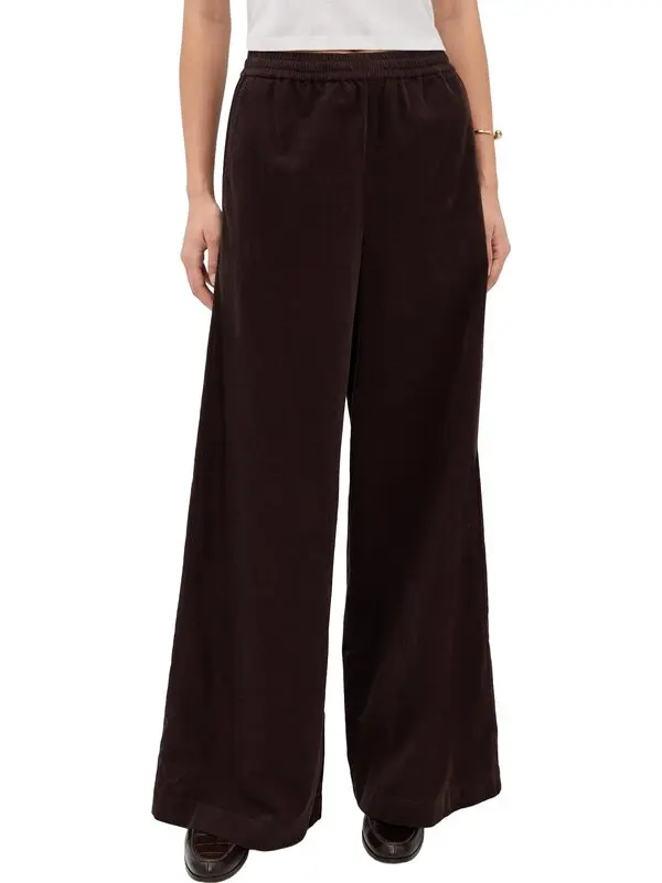 ATM Anthony Thomas Melillo Corduroy Wide-leg Pull-on Pants - Dark Chocolate