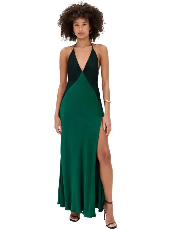 Bardot Estrella Halter Maxi Dress - Emerald Gr
