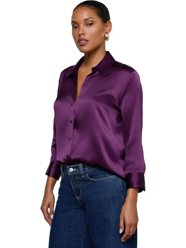 L'Agence Dani Silk Blouse - Medium Violet